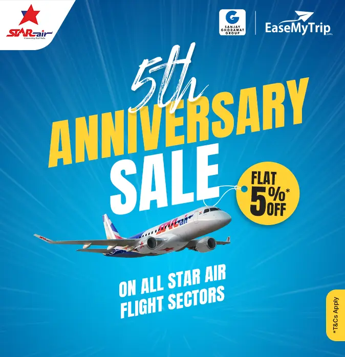 Star Air Offer, Get 5% Discount on All Star Air Flight Networks
